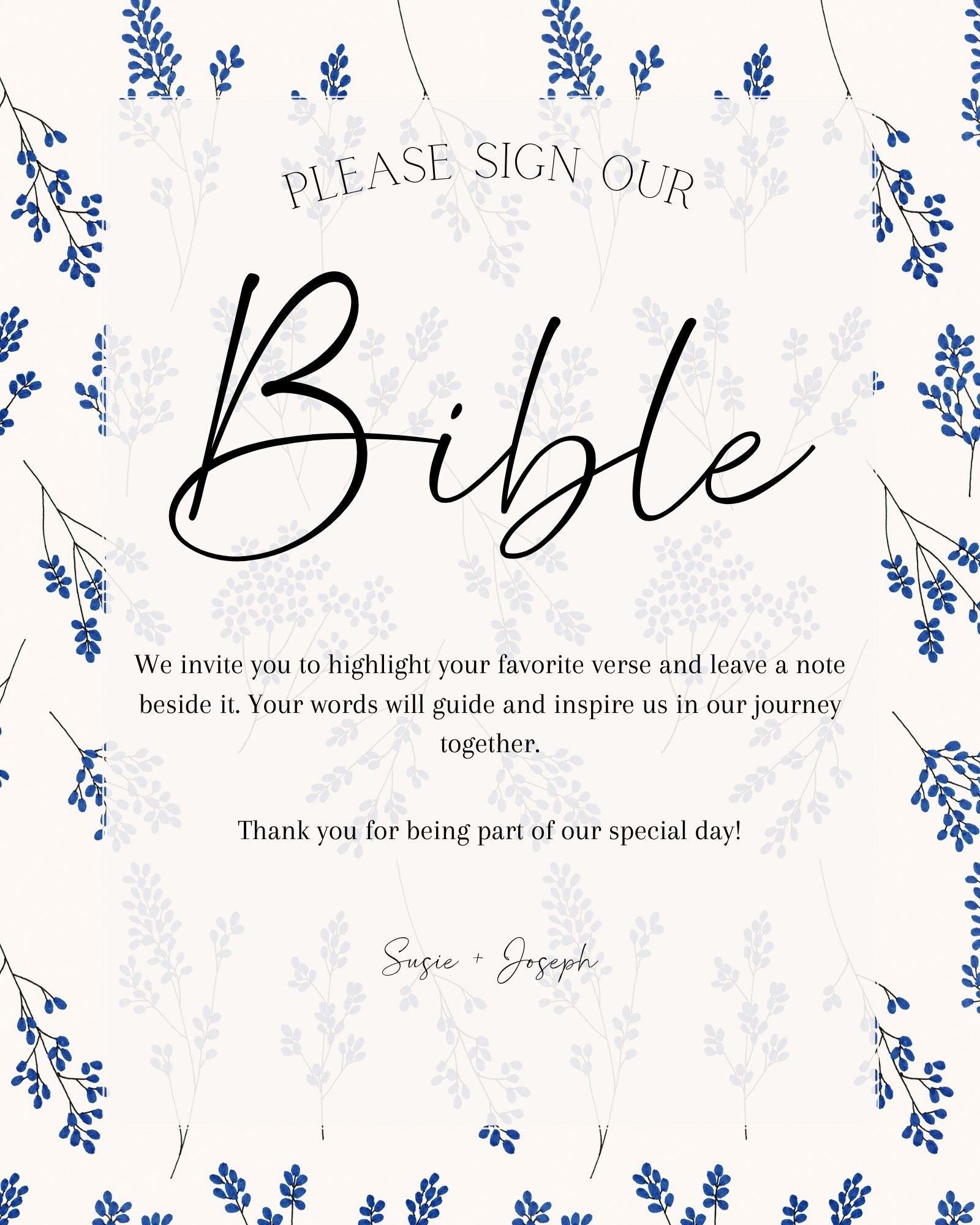 Sign Our Bible Sign, Printable Wedding Template, Christian Guestbook ...