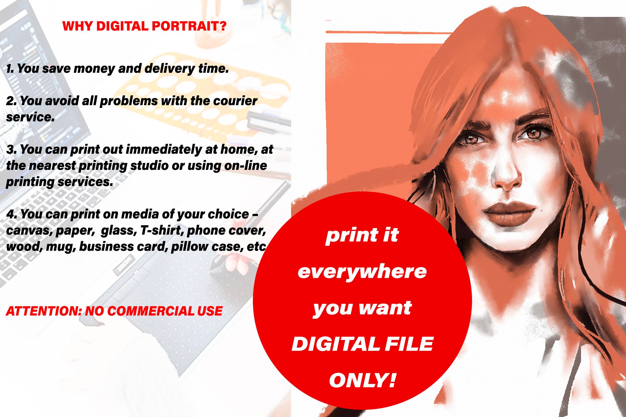 Custom Portrait Digital Art Commission Custom Painting From Photo Art ...