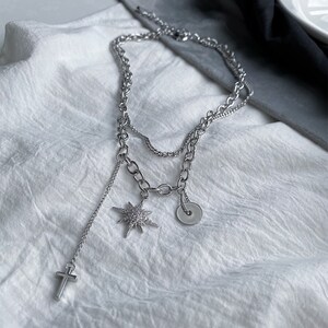 K-pop BTS Style Necklace Choker Double Layer Silver Chain - Etsy