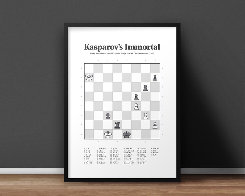 Kasparov's Immortal (1999) – Famous Chess Game Art Print / Chess Poster ...