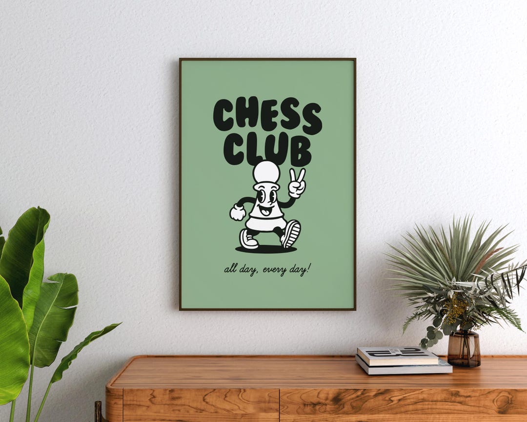 Chess Club Print – Green Chess Poster Design – Made in USA - Etsy