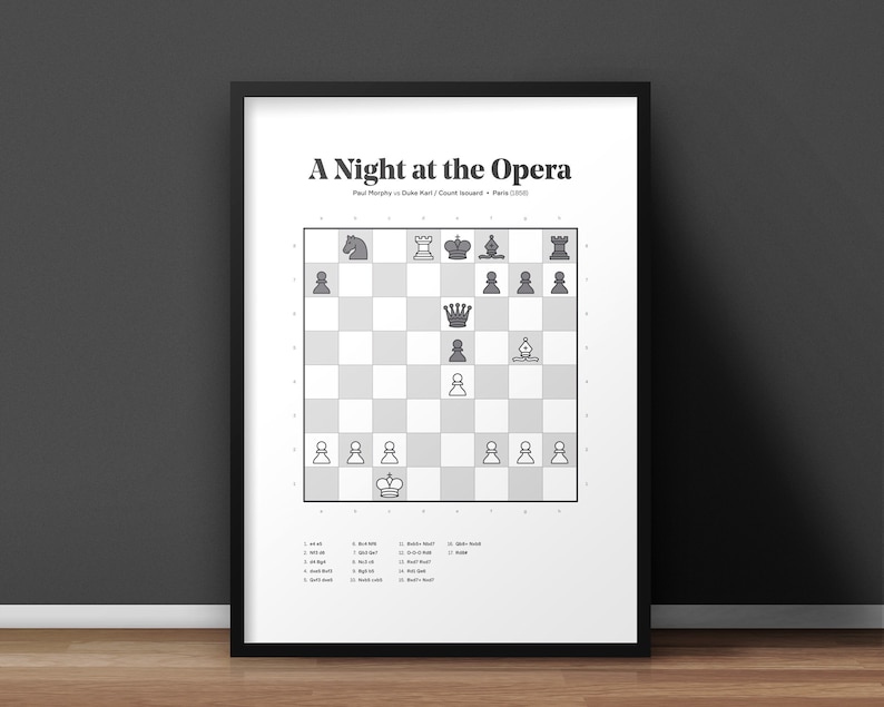 A Night at the Opera 1858 Famous Chess Game Art Print / Chess Poster ...