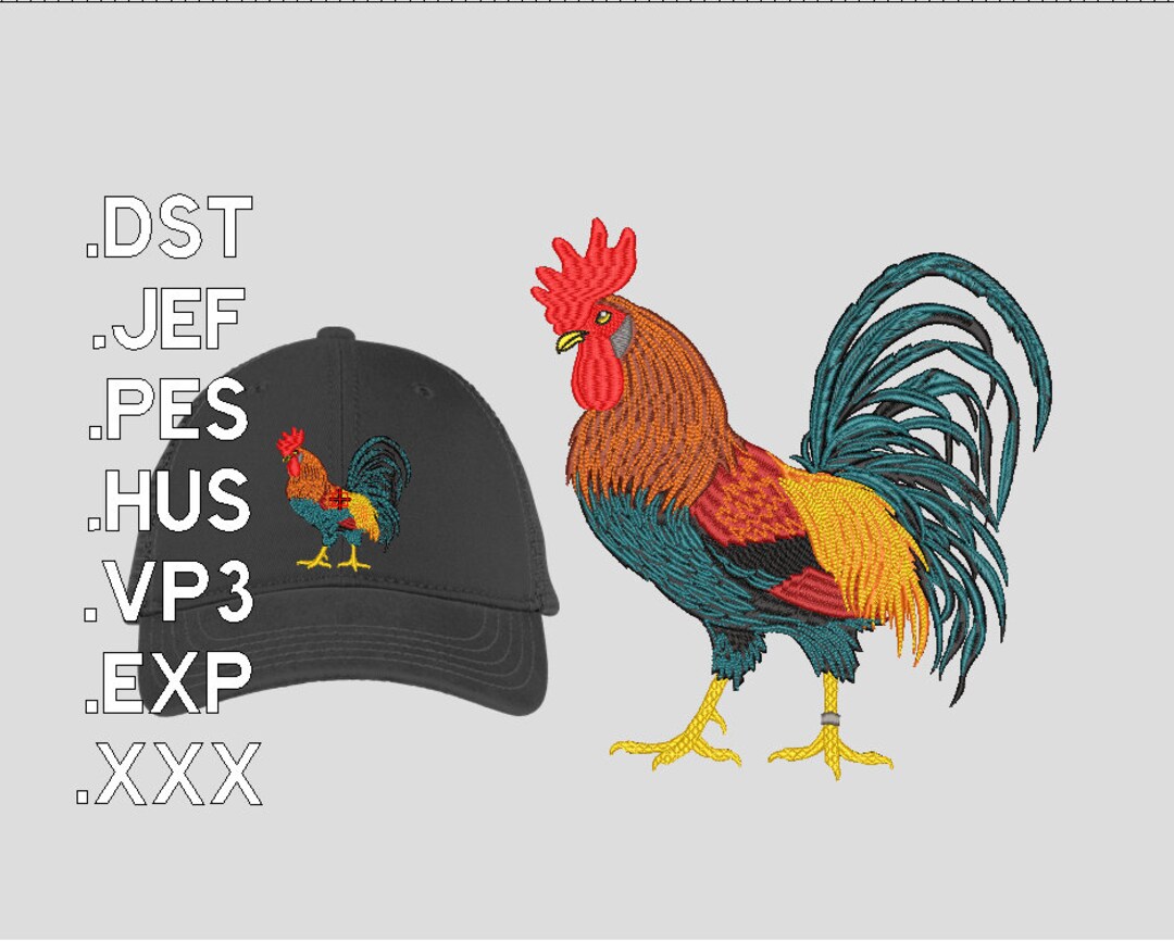 Tufted Fighting Rooster Embroidery Design - Etsy