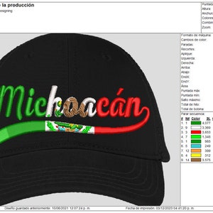 Embroidery Design for Michoacán Cap - Etsy