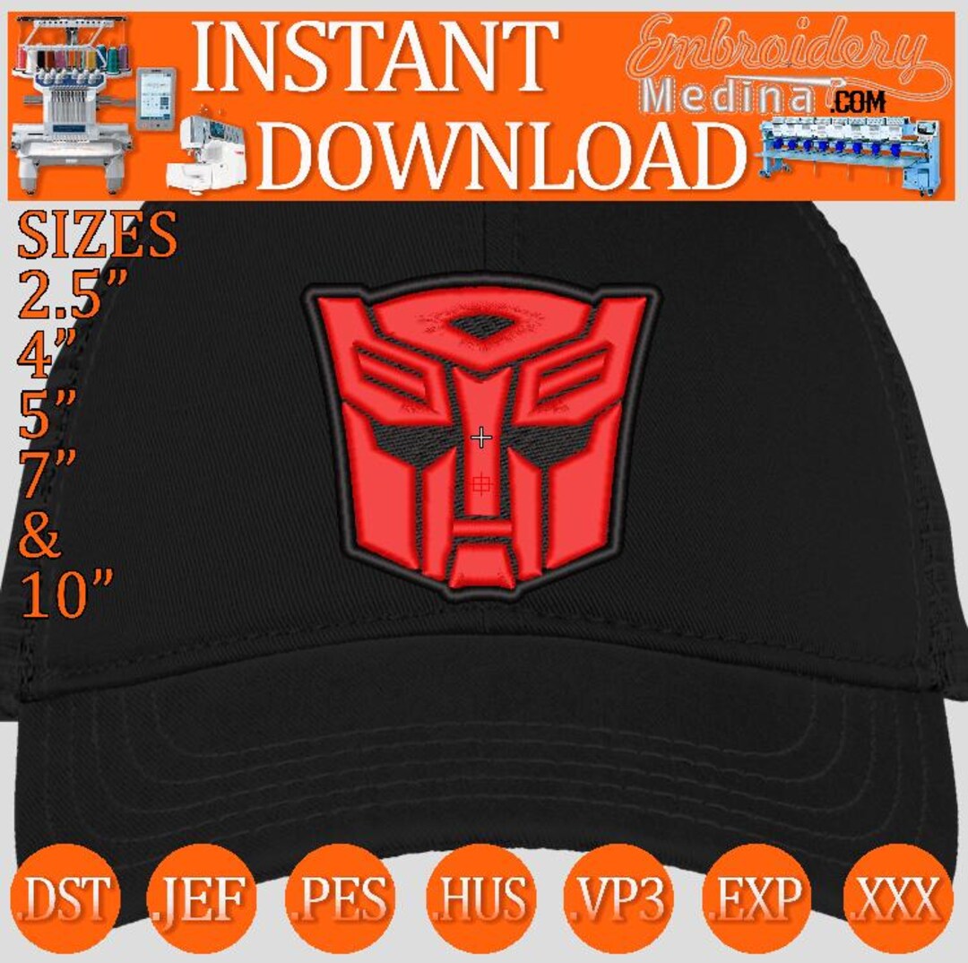 Embroidery Design for Transformer Puff Cap - Etsy