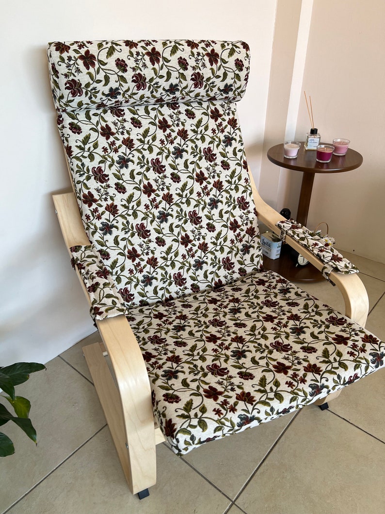 Floral Designed Poang Armchair Cover Footstool Ottoman Cover - Etsy