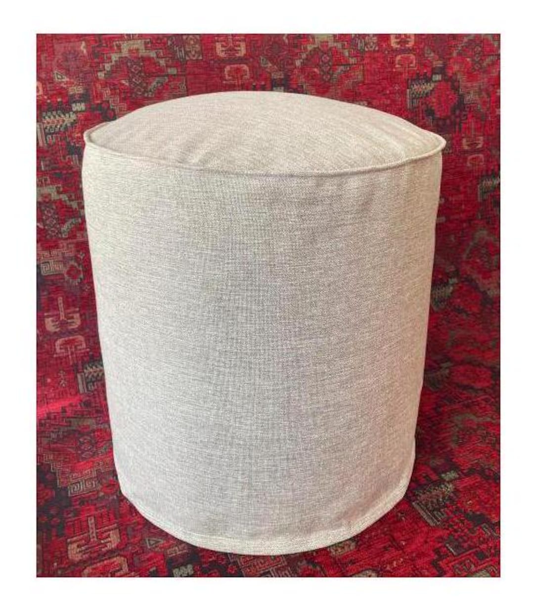 Round Footstol Cover, Round Ottoman Cover, Round Ottoman Slipcover ...