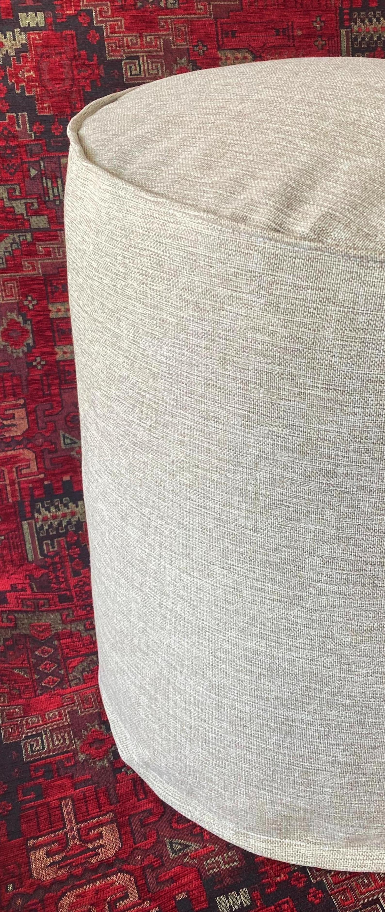 Round Footstol Cover, Round Ottoman Cover, Round Ottoman Slipcover ...