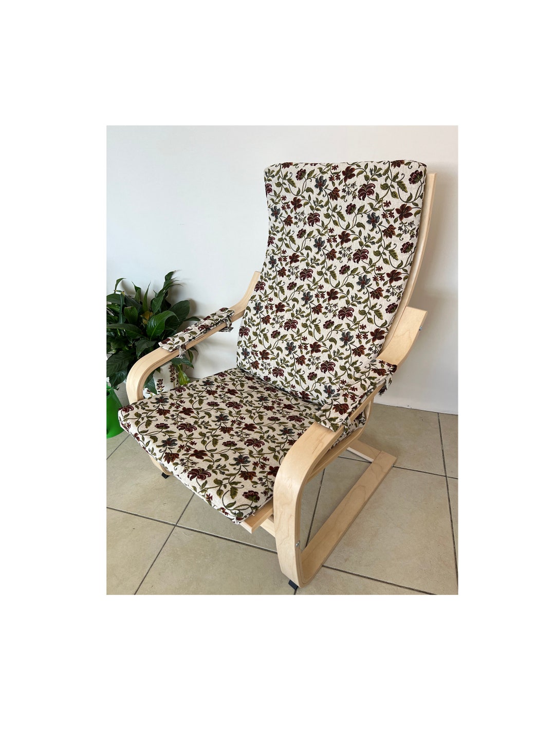 Floral Designed Poang Armchair Cover Footstool Ottoman Cover - Etsy