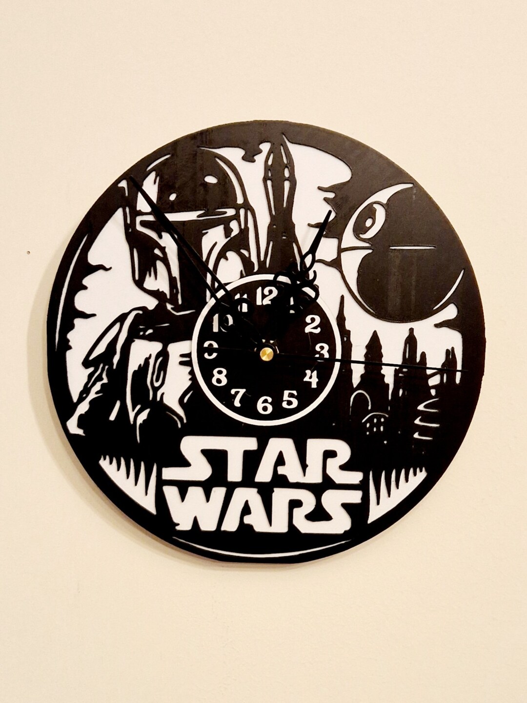 Mandalorian Star Wars Clock, Star Wars Wall Clock, Clock, Wall Clock, Gift for Men, Boys Clock ...