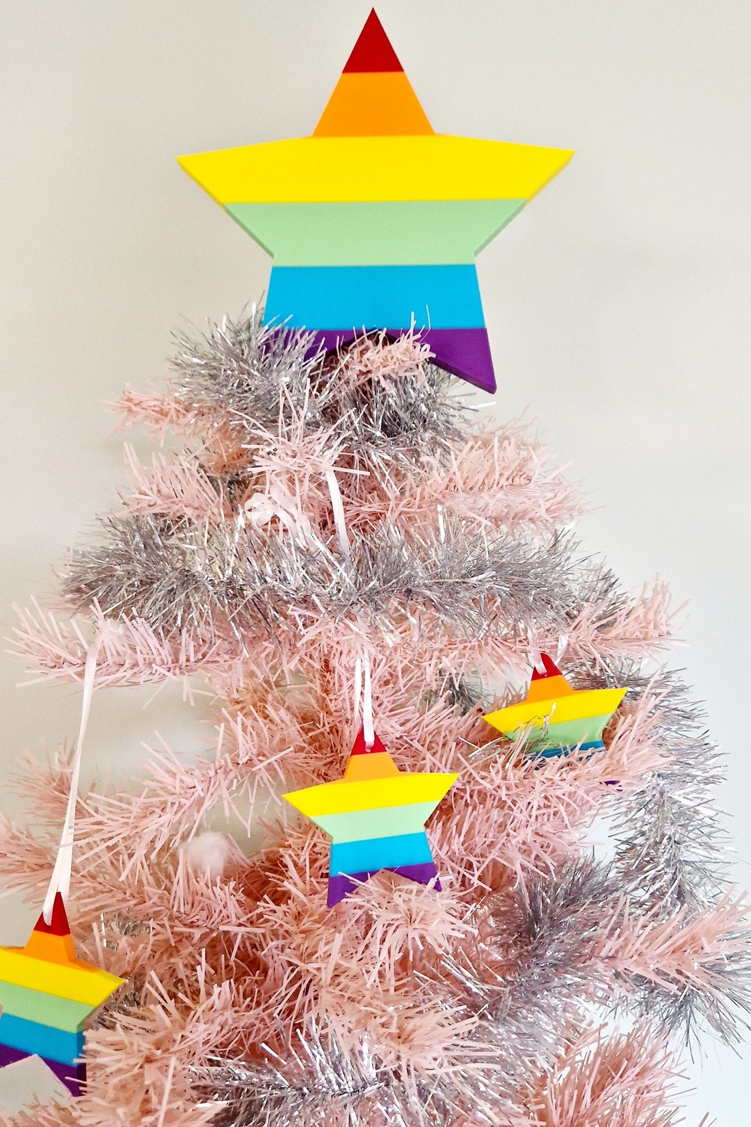 Rainbow Pride Inclusive Star Christmas Tree Decoration and Tree Topper ...