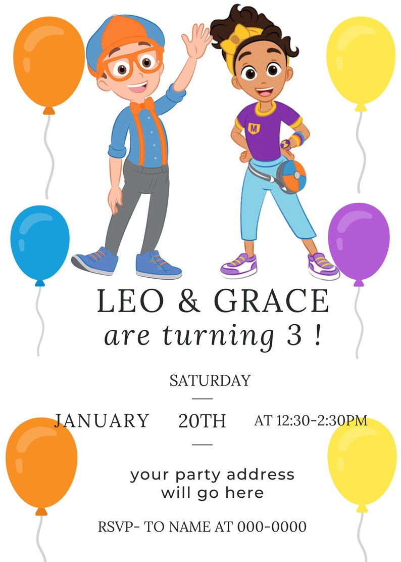 Blippi & Meekah Party Invitation - Etsy Blippi & Meekah Party Invitation - Etsy
