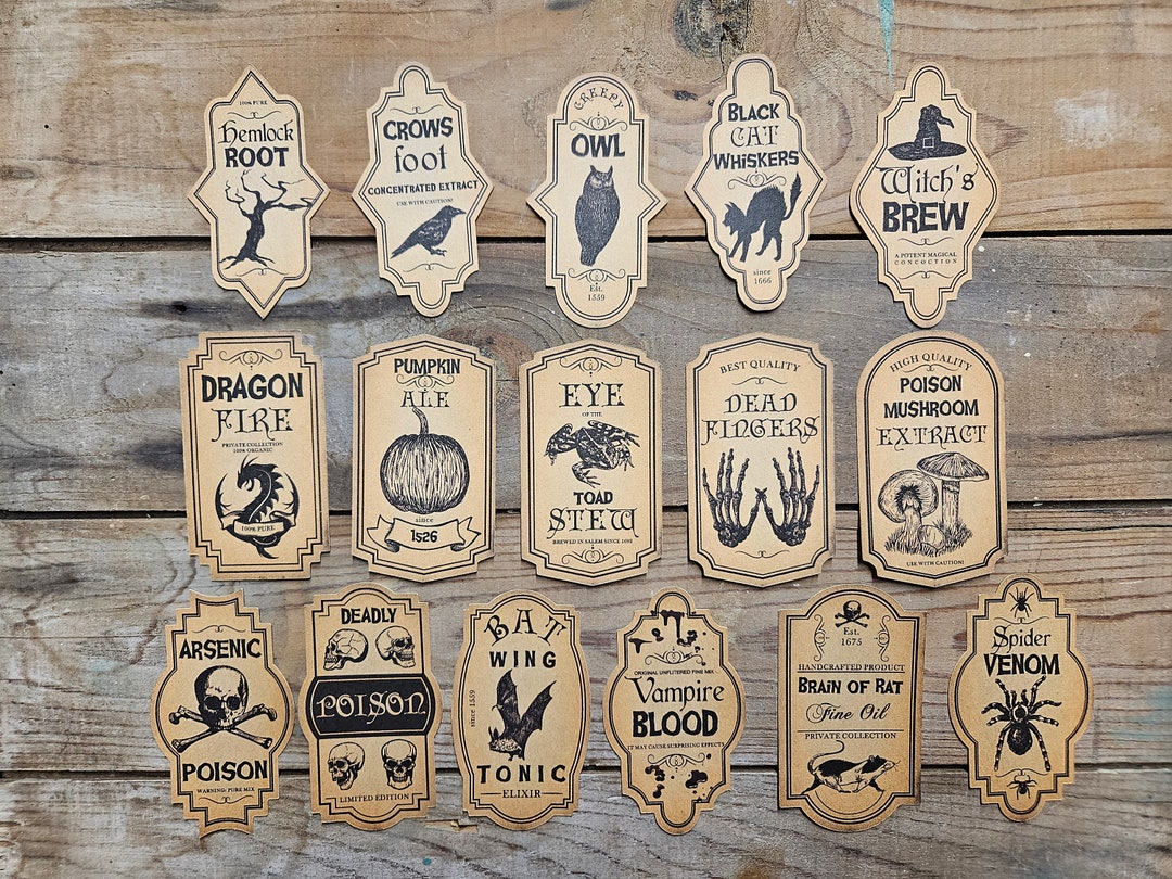STICKERS | Potion Bottle Labels | Set of 16 on Kraft Sticker Paper ...
