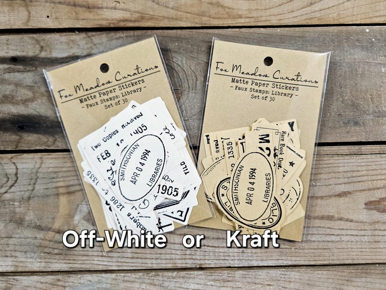 STICKERS Faux Stamps: Library Set of 30 on Off-white or Kraft Paper ...