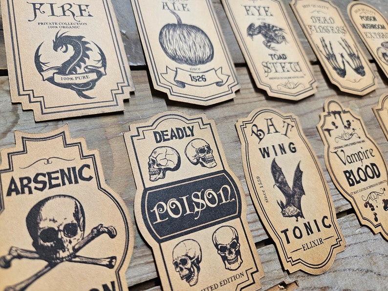 STICKERS | Potion Bottle Labels | Set of 16 on Kraft Sticker Paper ...