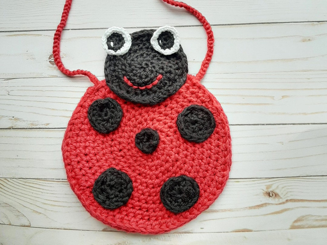 Round Ladybug off Shoulder Bag, Handmade Knitted Bag, Ladybug Crocheted ...