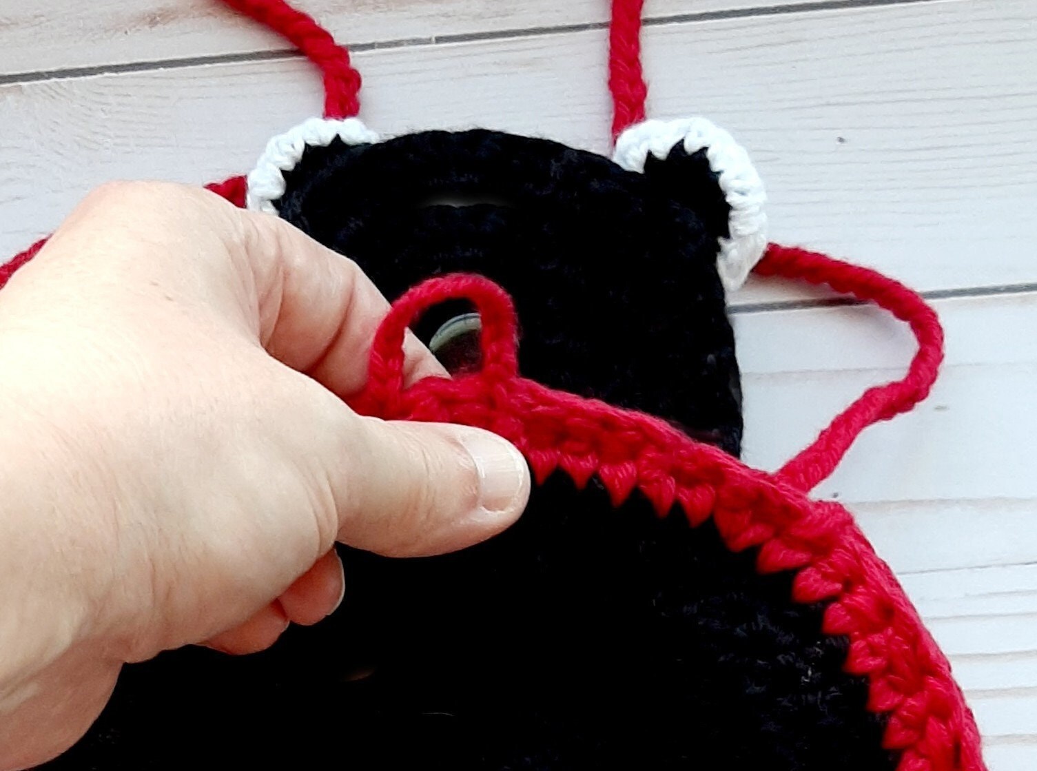 Round Ladybug off Shoulder Bag, Handmade Knitted Bag, Ladybug Crocheted ...