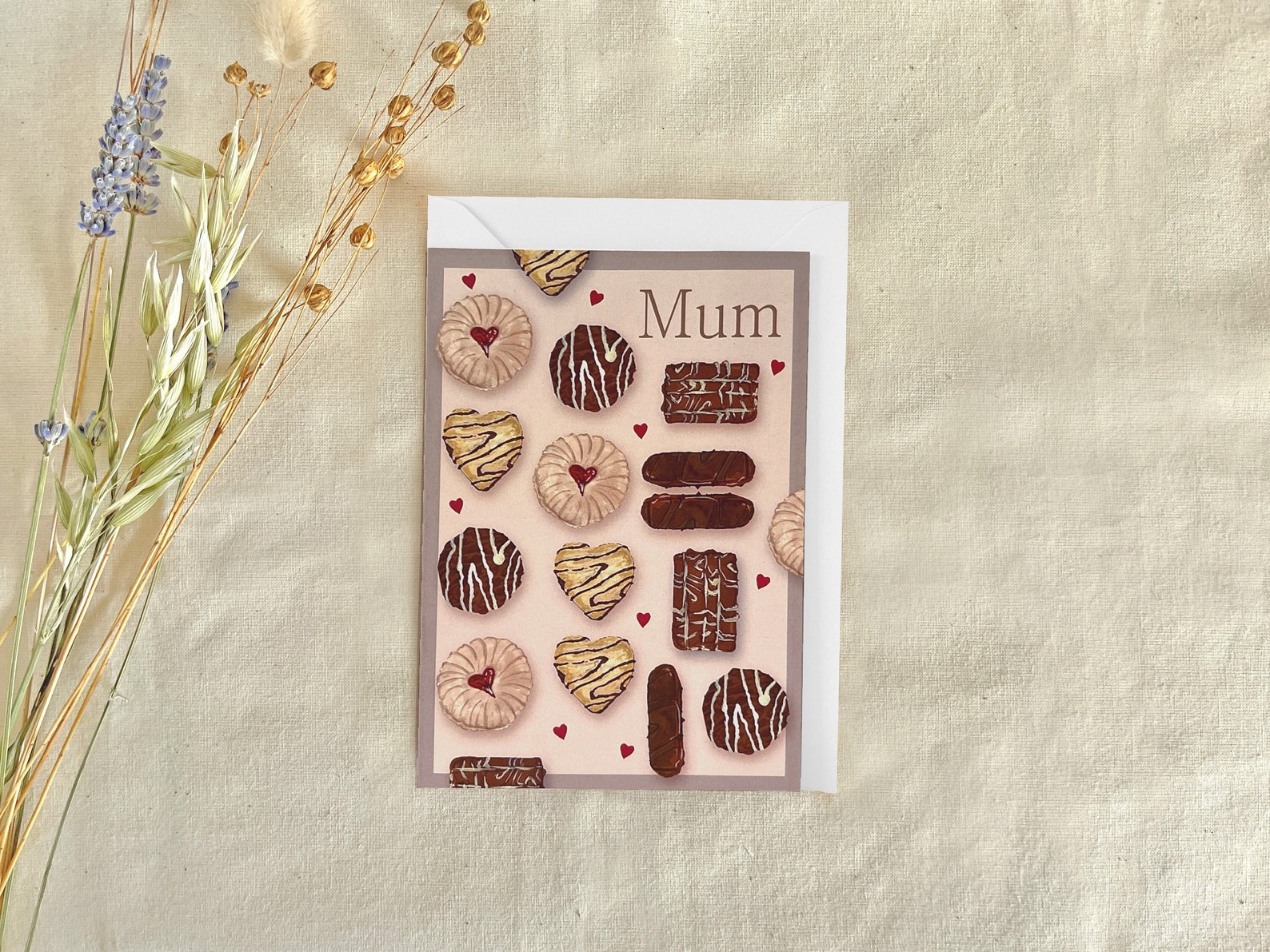 Mum Mam Greeting Card, Biscuit Illustrations Birthday Card, Hand Drawn ...