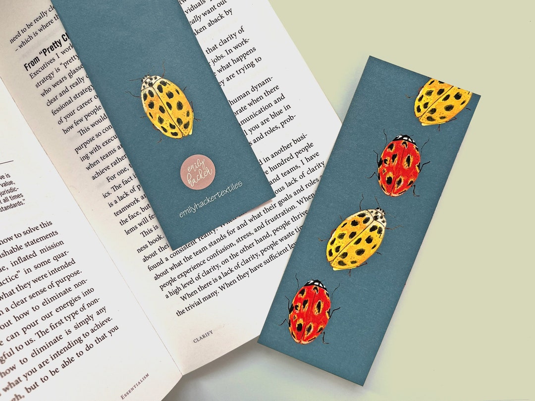 Ladybird Bookmark Double Sided Yellow and Red Ladybug Book - Etsy