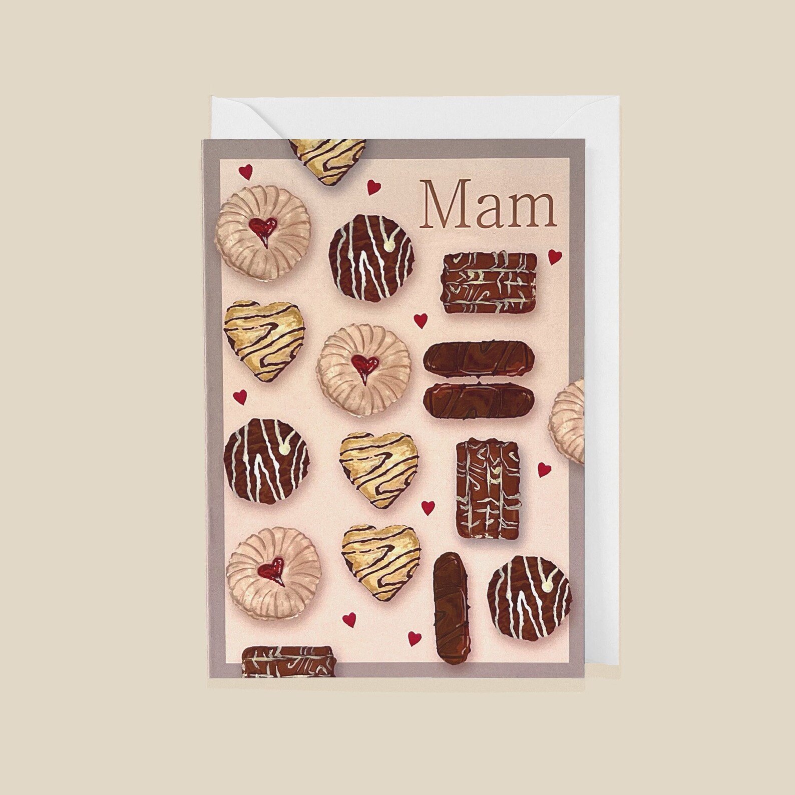 Mum Mam Greeting Card, Biscuit Illustrations Birthday Card, Hand Drawn ...