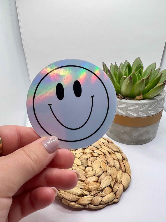 Smiley Face Waterproof HOLOGRAPHIC Sticker | Etsy