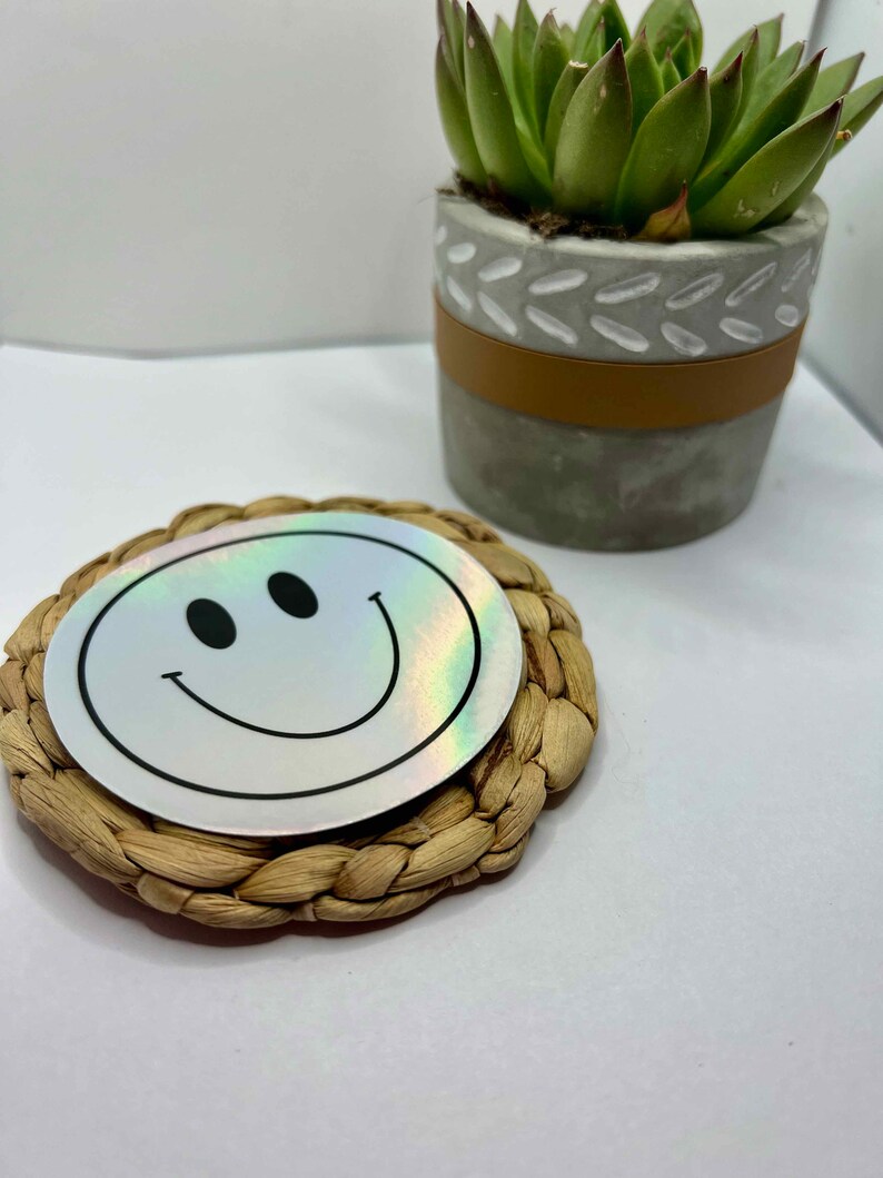 Smiley Face Waterproof HOLOGRAPHIC Sticker - Etsy