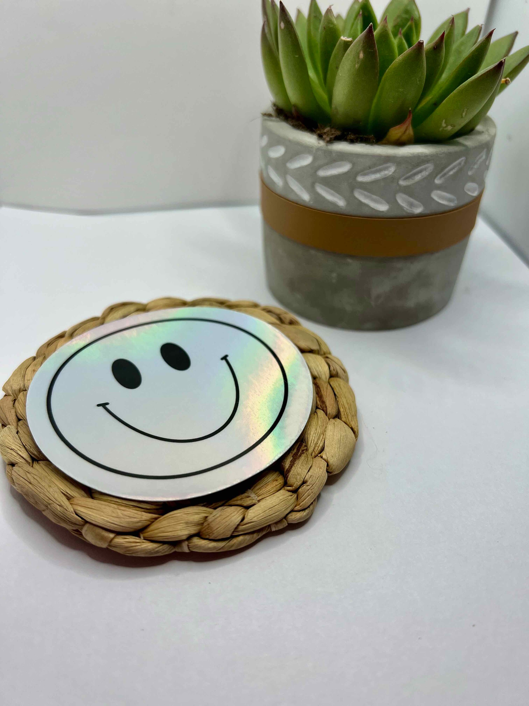 Smiley Face Waterproof HOLOGRAPHIC Sticker - Etsy