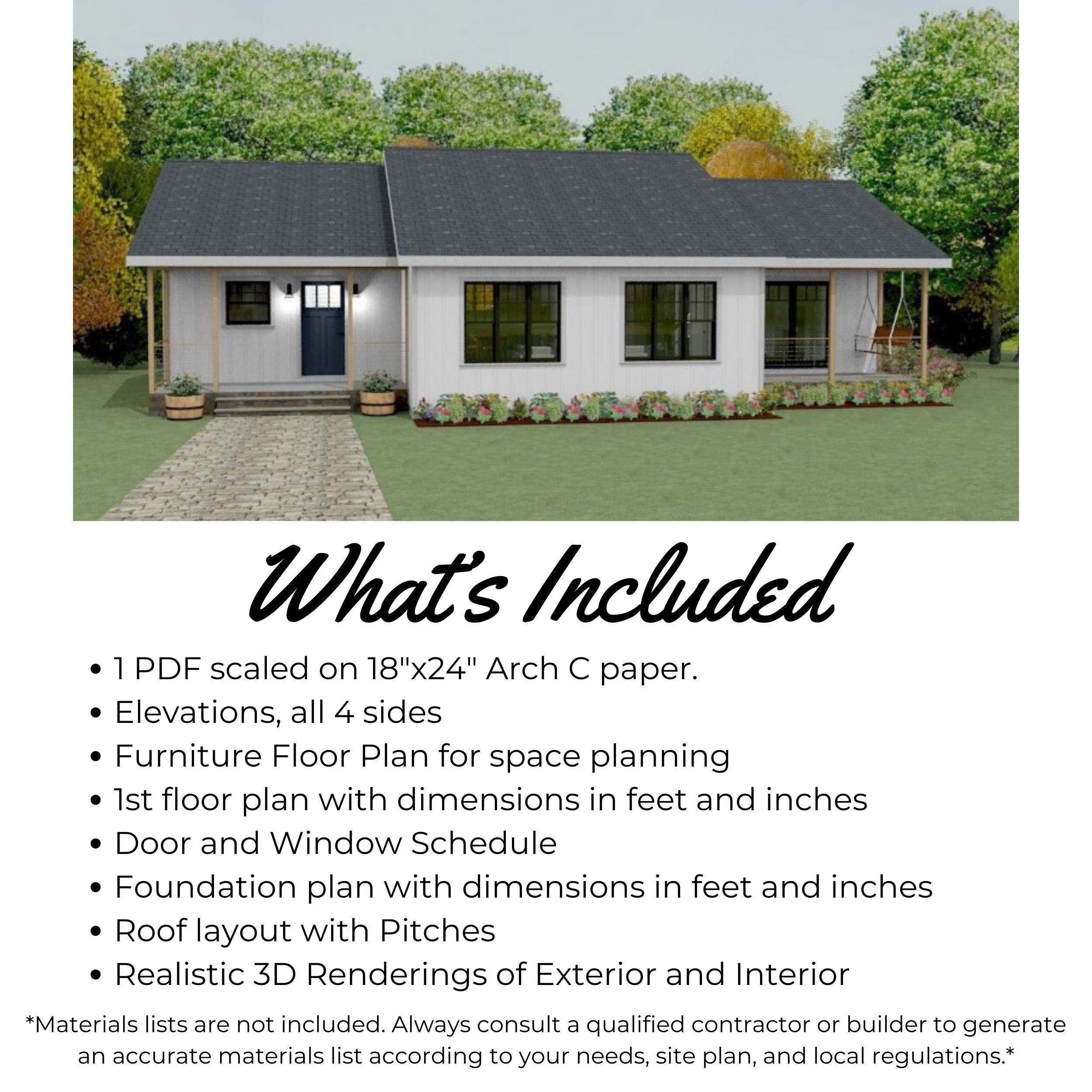 The Barren Floor Plan, 2 Bed 2 Bath, Single Story Ranch House. 1,300sq ...
