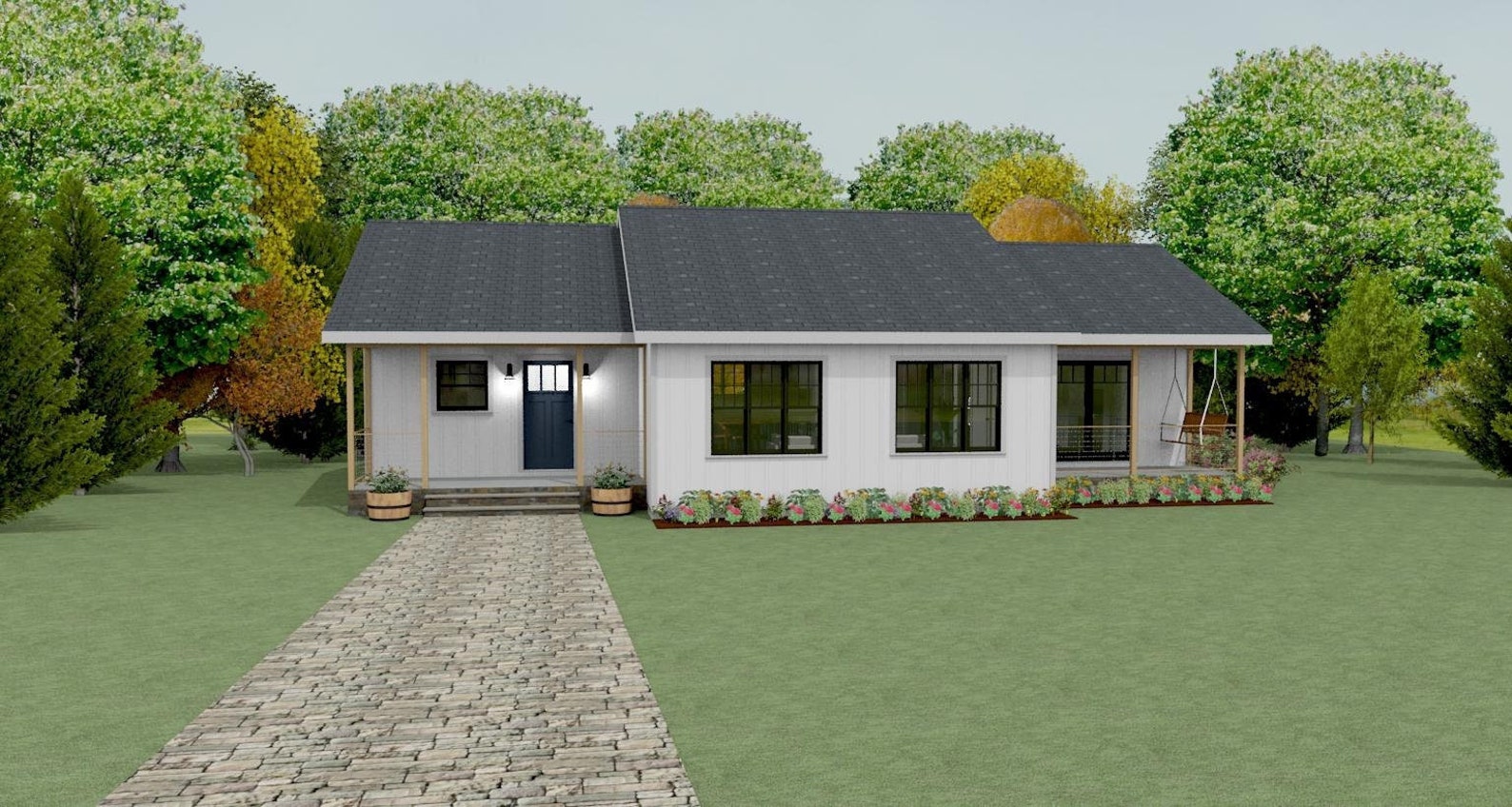 The Barren Floor Plan, 2 Bed 2 Bath, Single Story Ranch House. 1,300sq ...