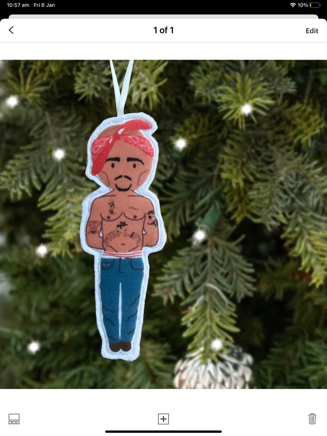 Felt Ornament, Inspired by Tupac, Tupac Shakur Ornament, Rap Artist ...