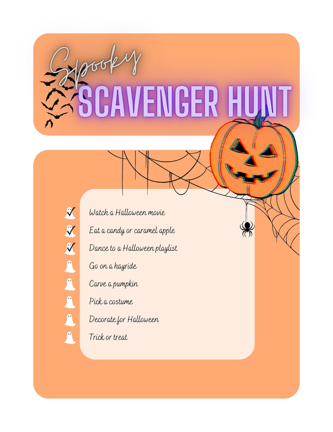 Halloween Spooky Scavenger Hunt Check List - Etsy
