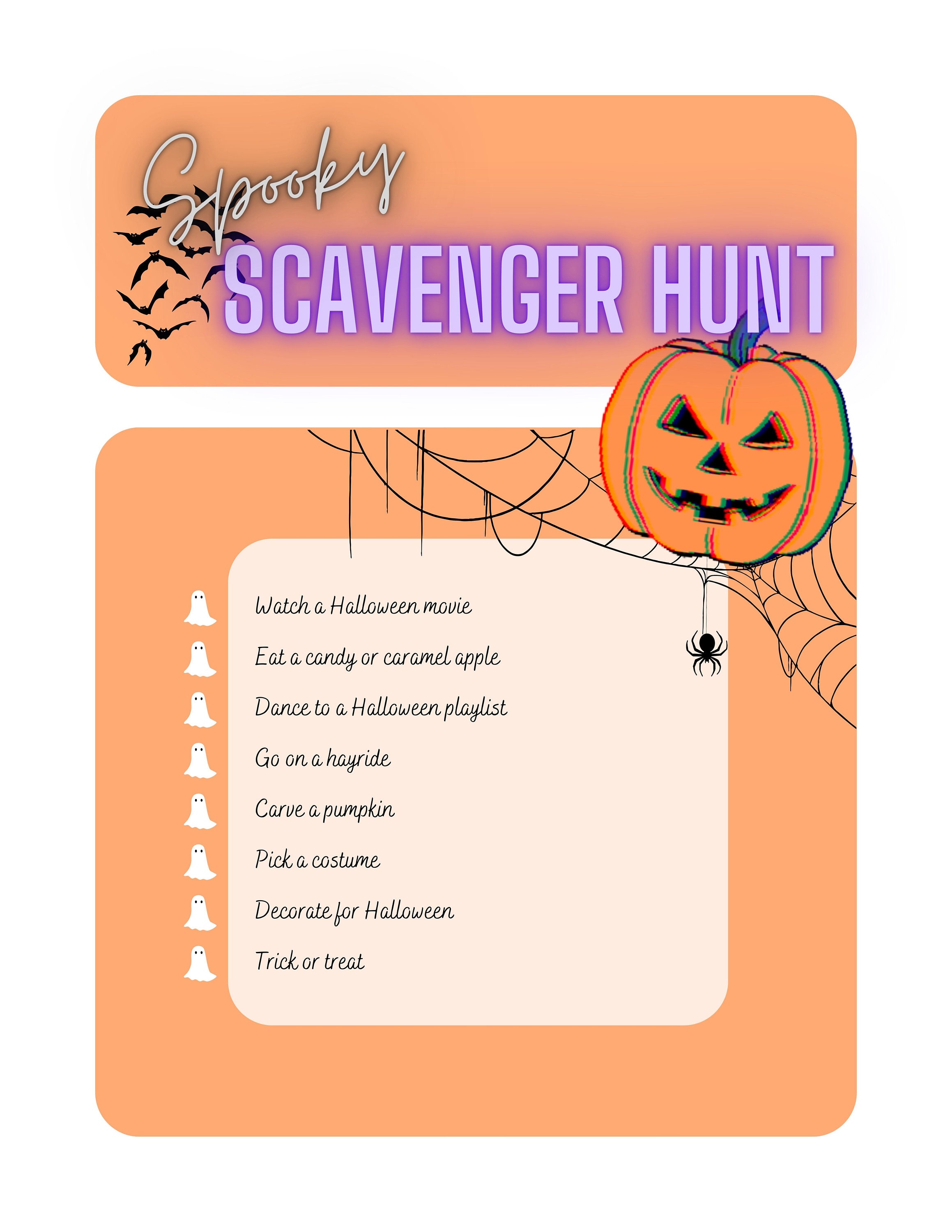 Halloween Spooky Scavenger Hunt Check List - Etsy
