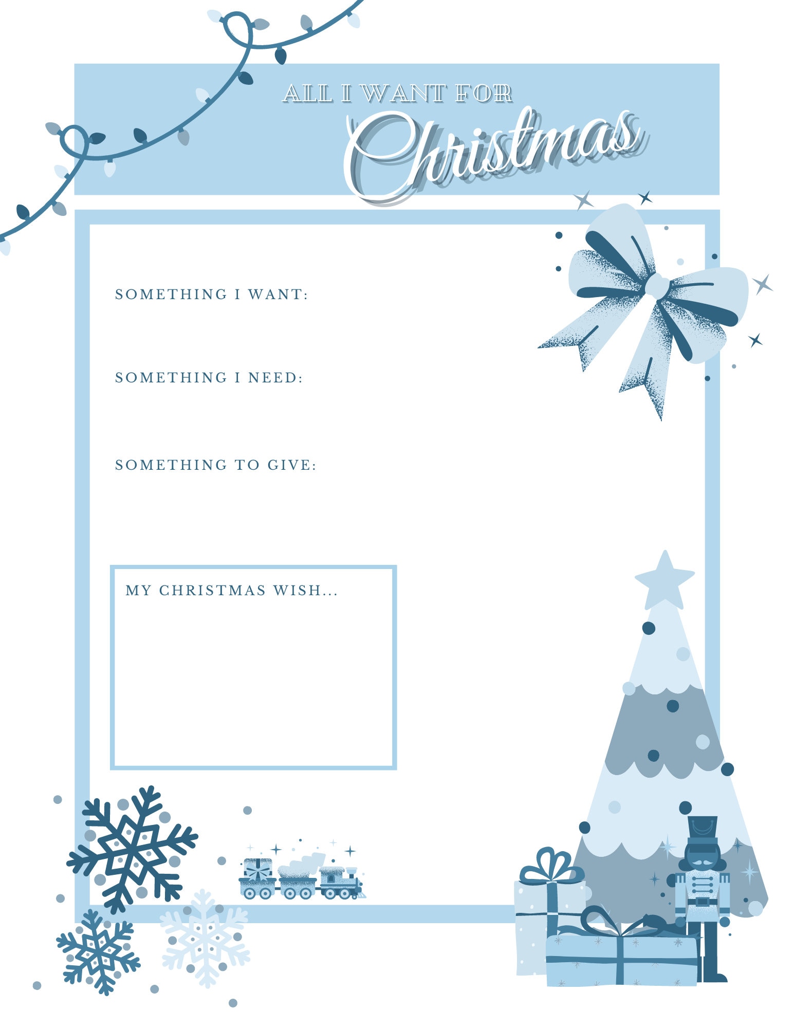 All I Want for Christmas List | My Christmas Wish | Printable Digital ...
