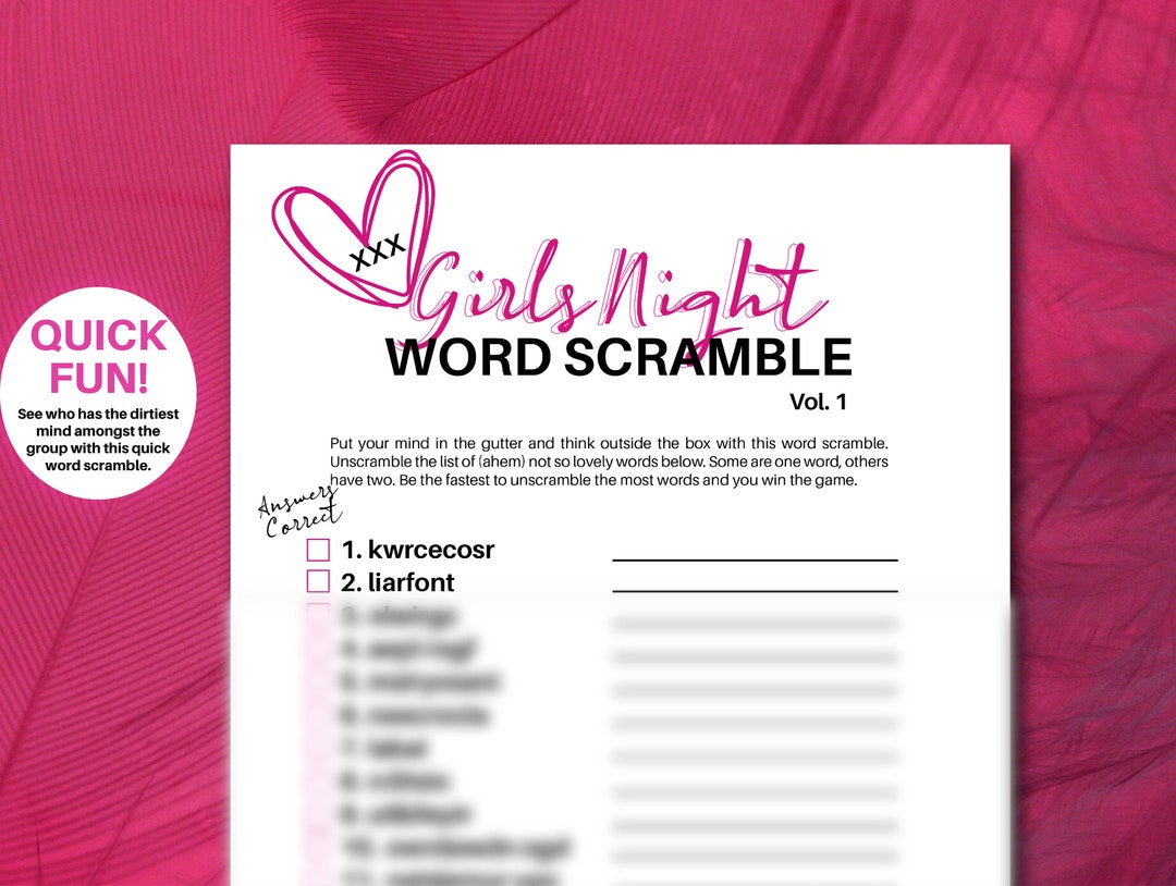 Word Scramble Girls Night Edition Ladies Night (Instant Download) - Etsy