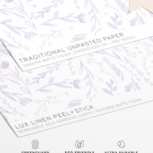 Watercolor Wildflower Wallpaper | Purple Lavender Floral Removable Peel Stick | Boho Botanical ...
