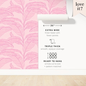 Hot Pink Tropical Banana Leaf Wallpaper | Removable Peel Stick ...