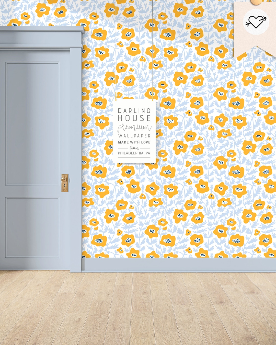 Funky Orange Daisy Floral Wallpaper Removable Peel Stick Bright ...