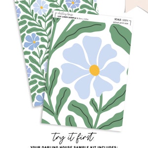 Small Blue Daisy Floral Wallpaper | Premium Removable Peel Stick ...