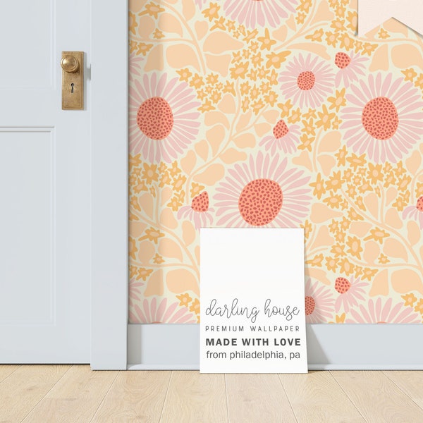 70s Sunflower Wallpaper - Etsy