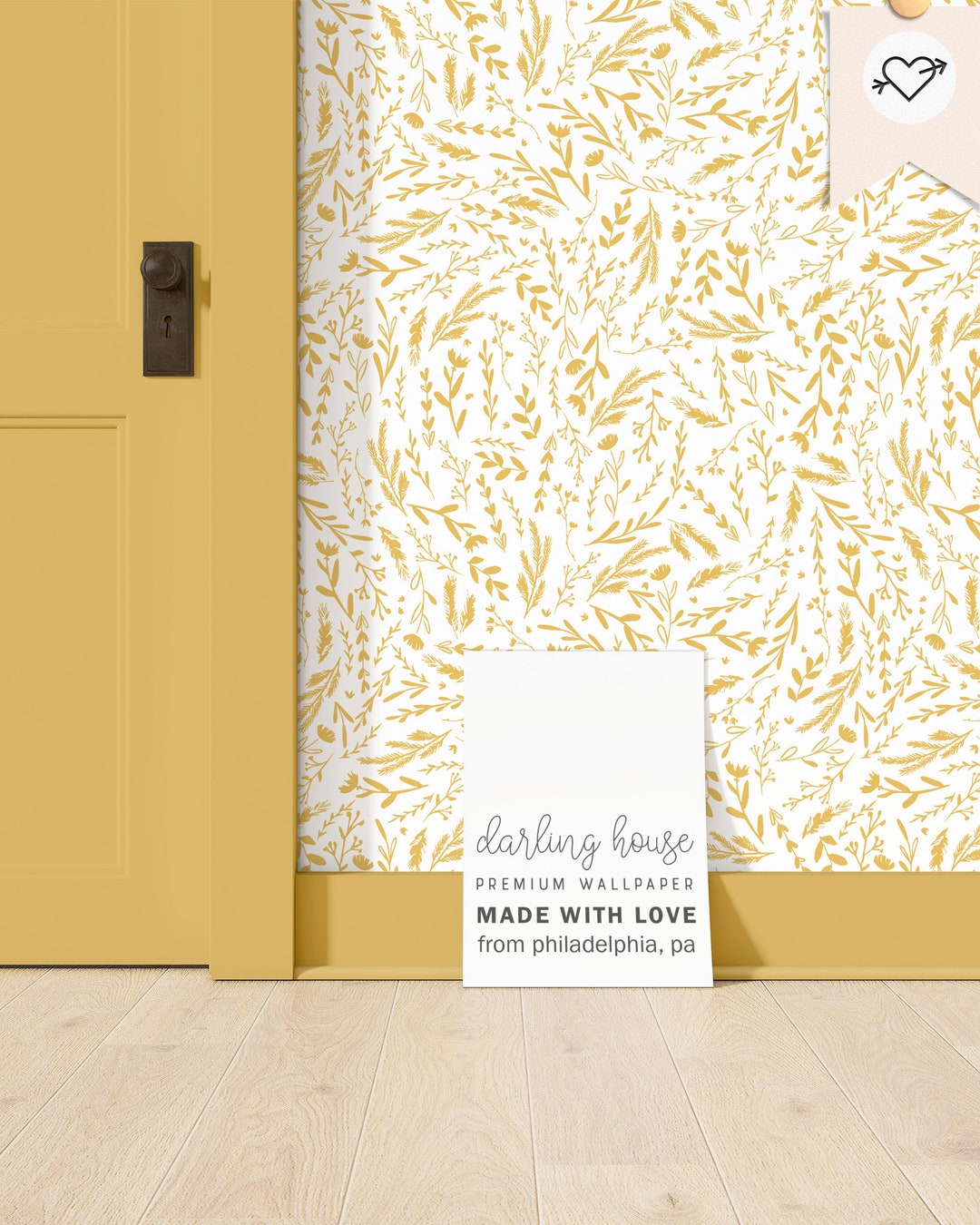 Yellow Scandinavian Floral Wallpaper | Peel and Stick, Prepasted ...