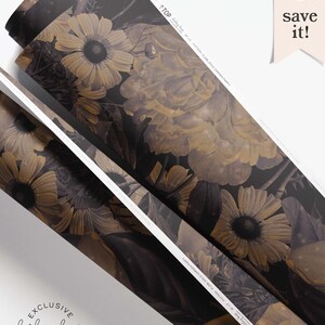 Vintage Floral Black Wallpaper Premium Removable Peel and - Etsy
