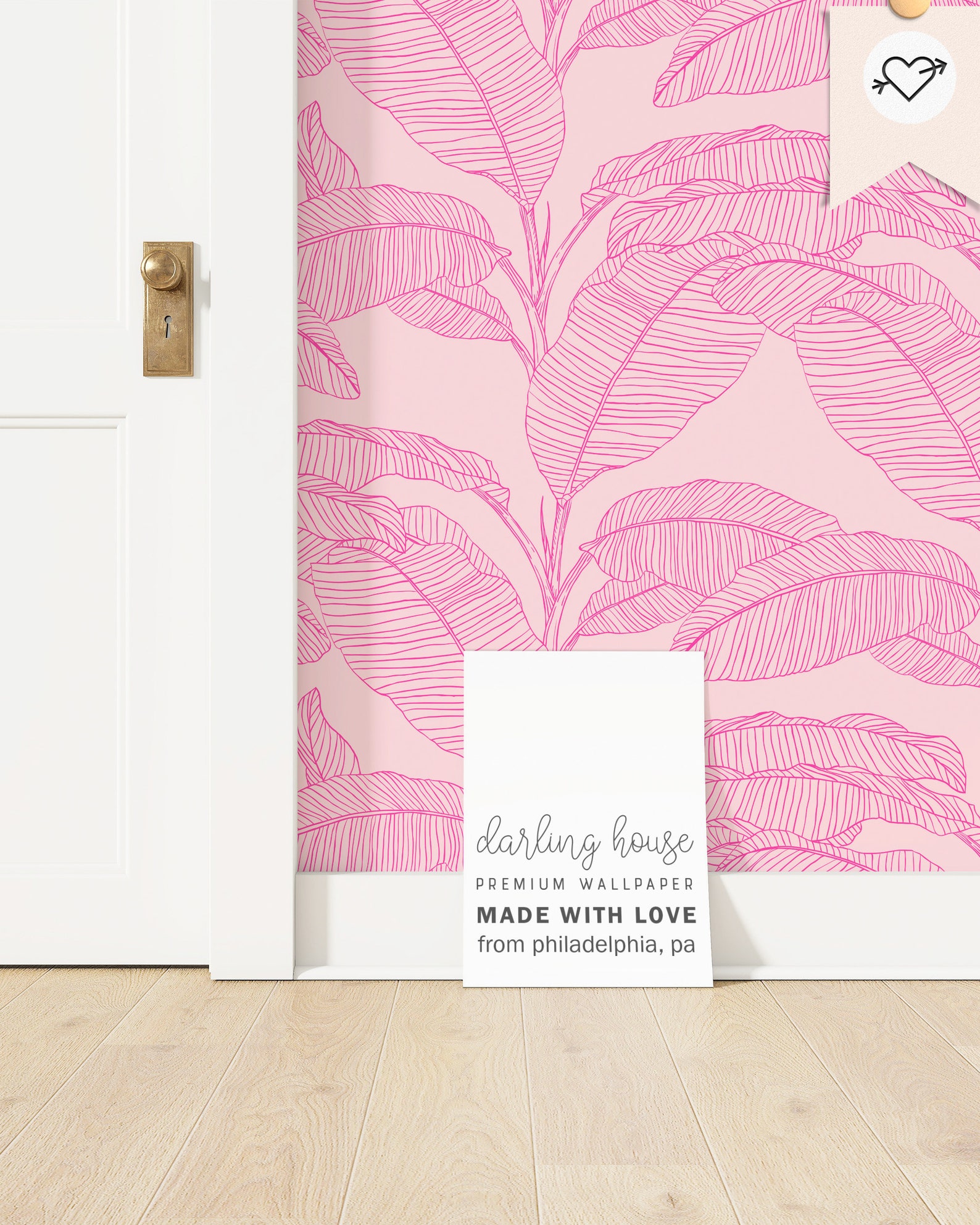 Hot Pink Tropical Banana Leaf Wallpaper | Removable Peel Stick ...