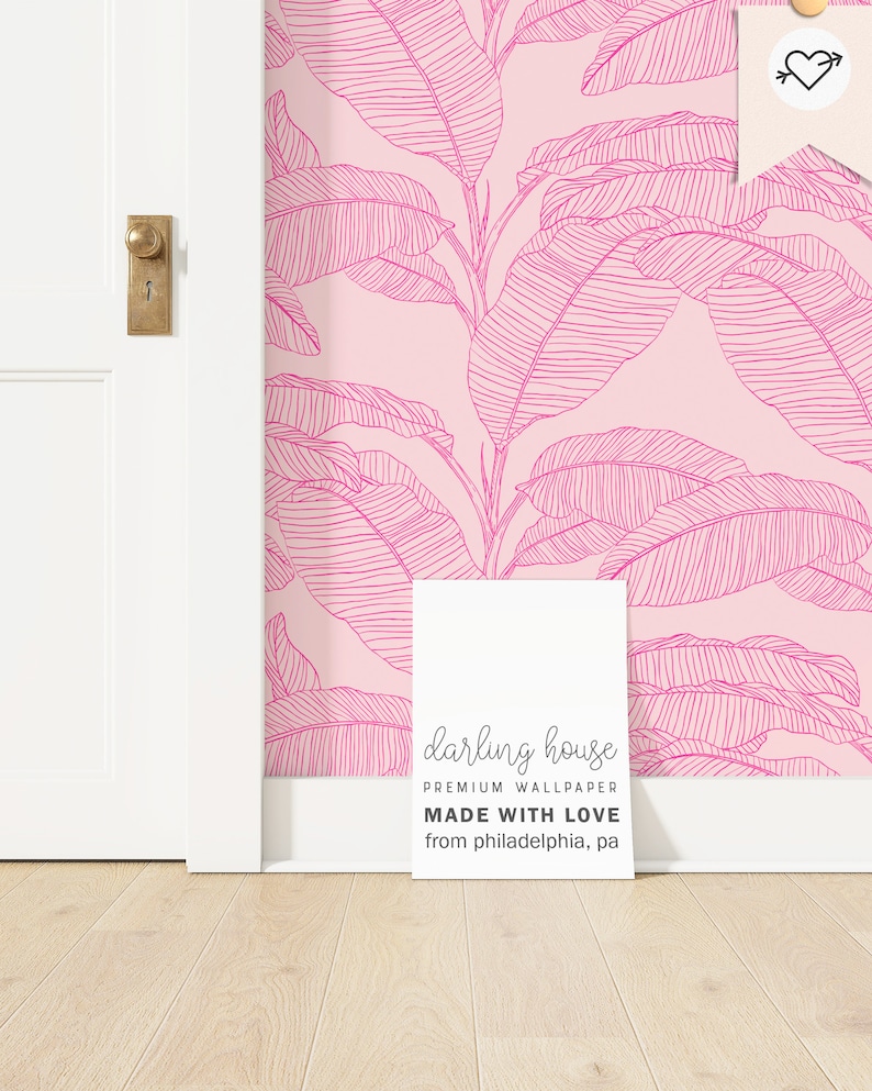 Hot Pink Tropical Banana Leaf Wallpaper | Removable Peel Stick ...