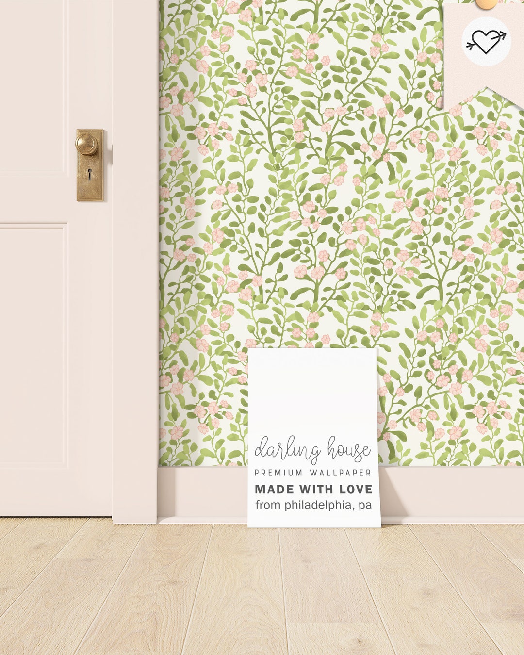 Sage Green Pink Floral Wallpaper | Removable Peel Stick | Preppy ...