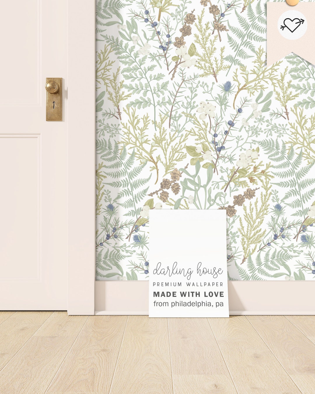 Small Sage Green Botanical Wallpaper | Premium Removable Peel Stick ...