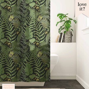 Fern Leaf Shower Curtain Panel | Bold Emerald Green Botanical Plants ...