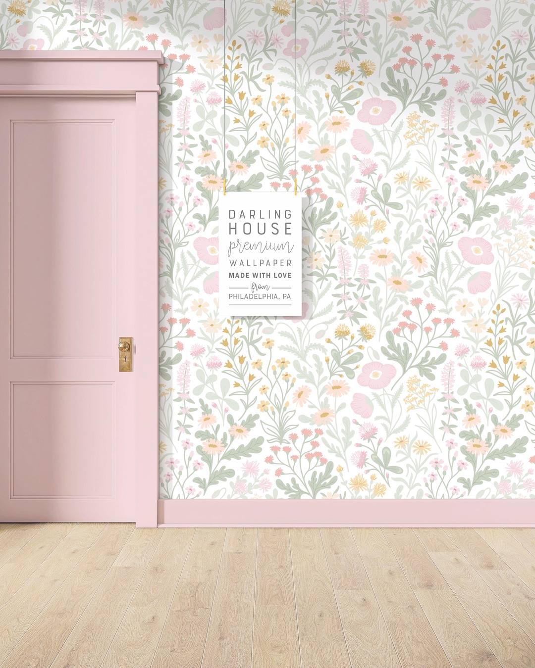 Large Pink Floral Wallpaper | Removable Peel Stick, Prepasted, Unpasted ...