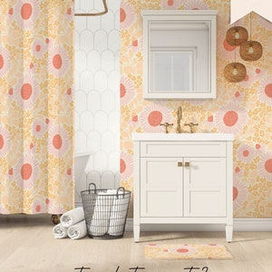 Funky Vintage Daisy Sunflower Wallpaper | Removable Peel Stick | Boho ...