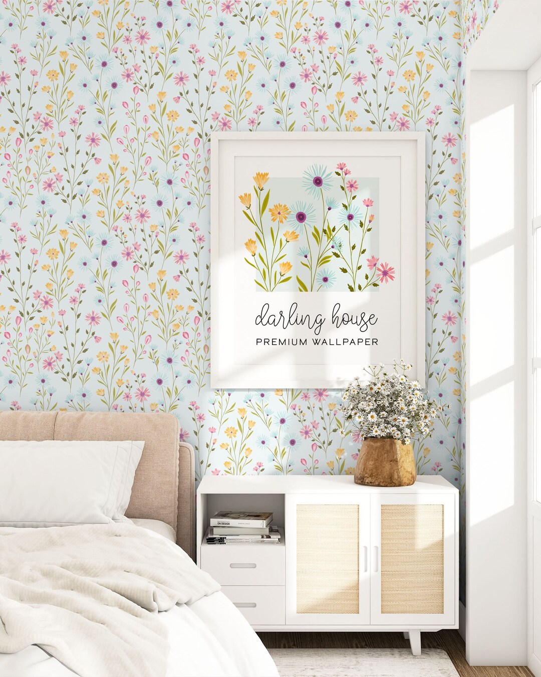 Colorful Wildflower Wallpaper Premium Removable Peel and - Etsy
