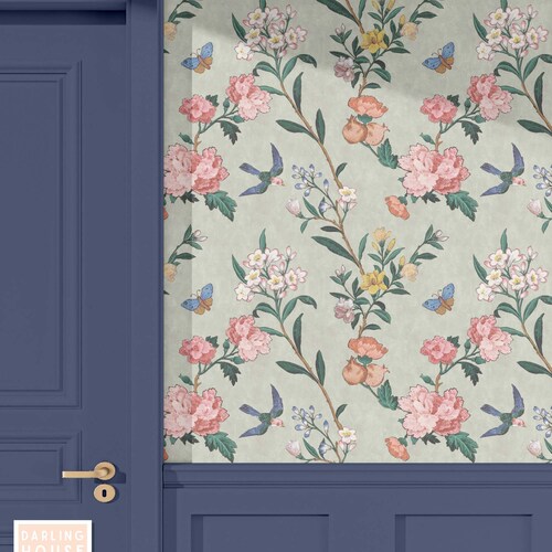 Chinoiserie Removable Wallpaper Peel and Stick Mural Floral - Etsy